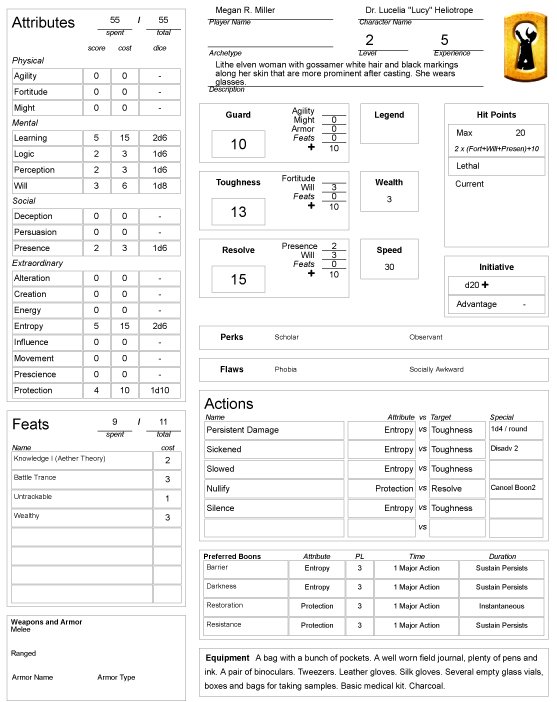 Open Legend RPG character build: Lucelia Heliotrope – Nerdarchy